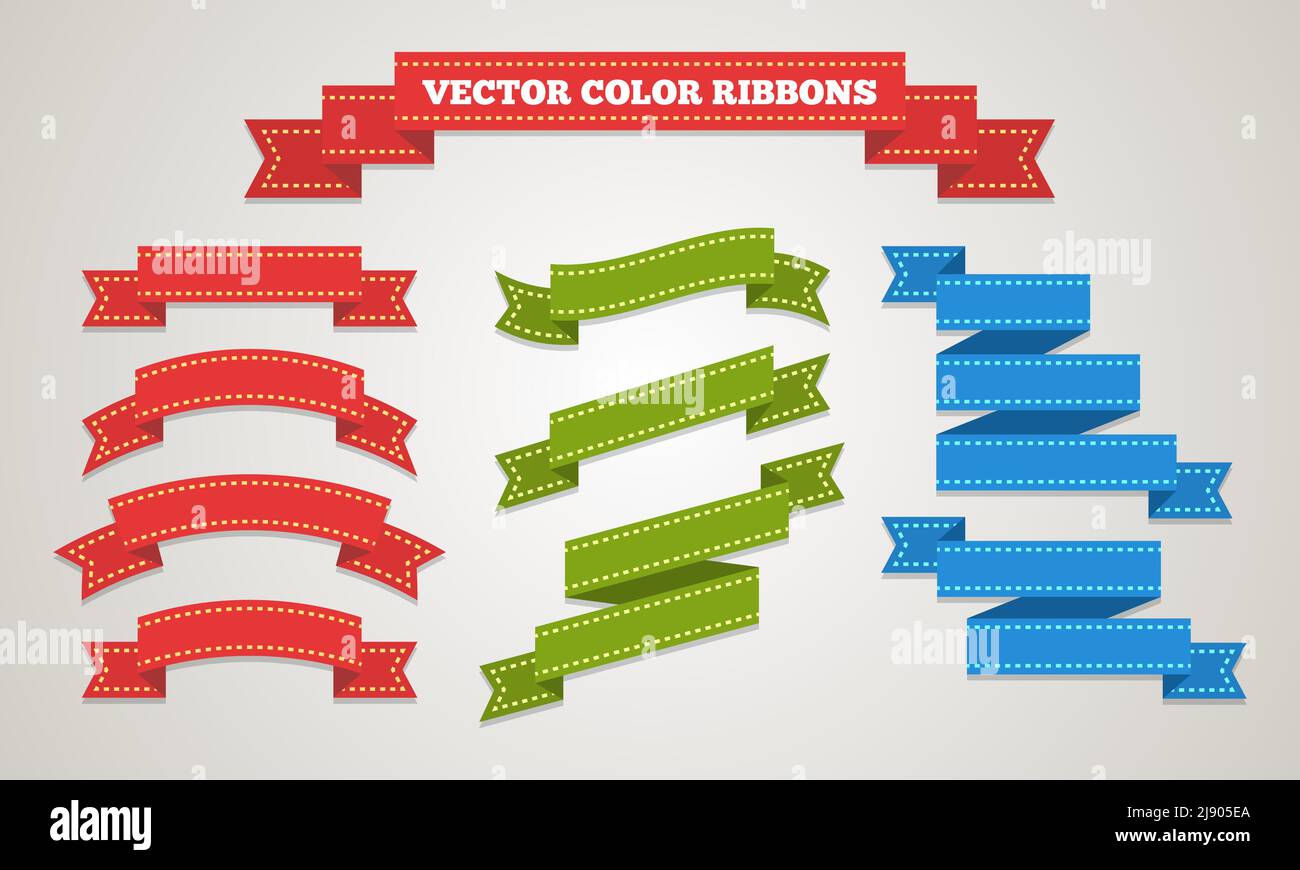 Set of gift ribbons decor in vintage style. Vector illustration Stock ...