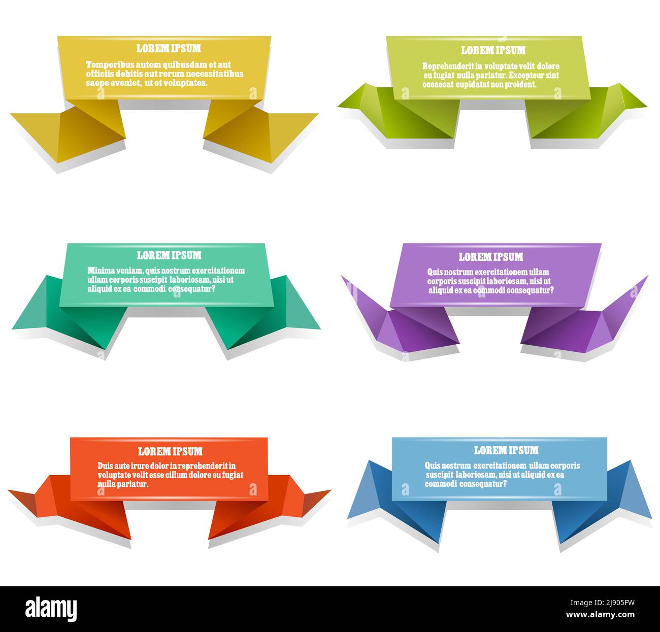 Paper origami banners. Set of colorful origami with space for test ...