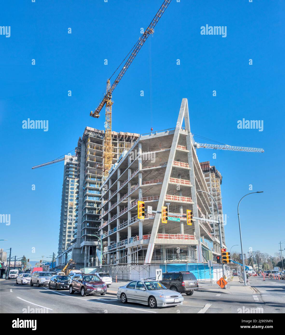 New building under construction on a city street intersection Stock ...