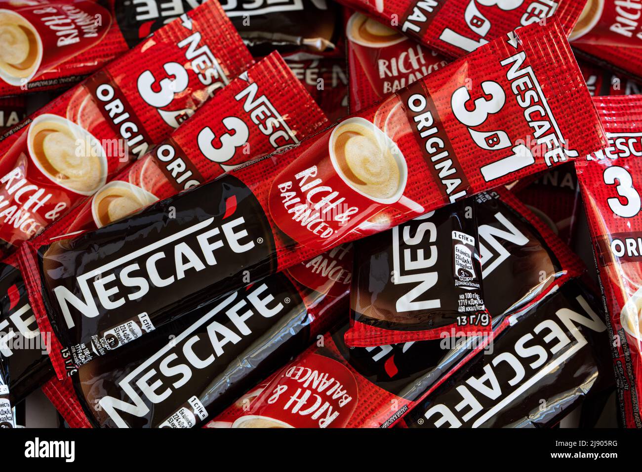 Bern, Switzerland - May 10, 2022: sticks of Nescafe 3 in 1 Original ...