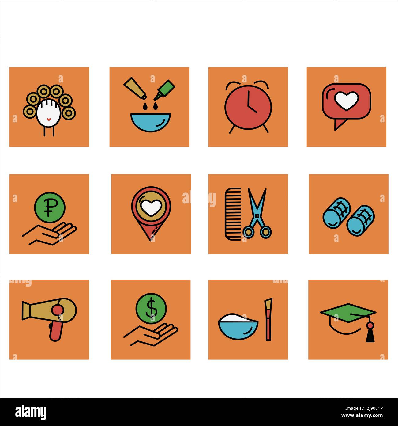 Hair salon icon set. Included the icons as hair cut, cleaning, barber ...