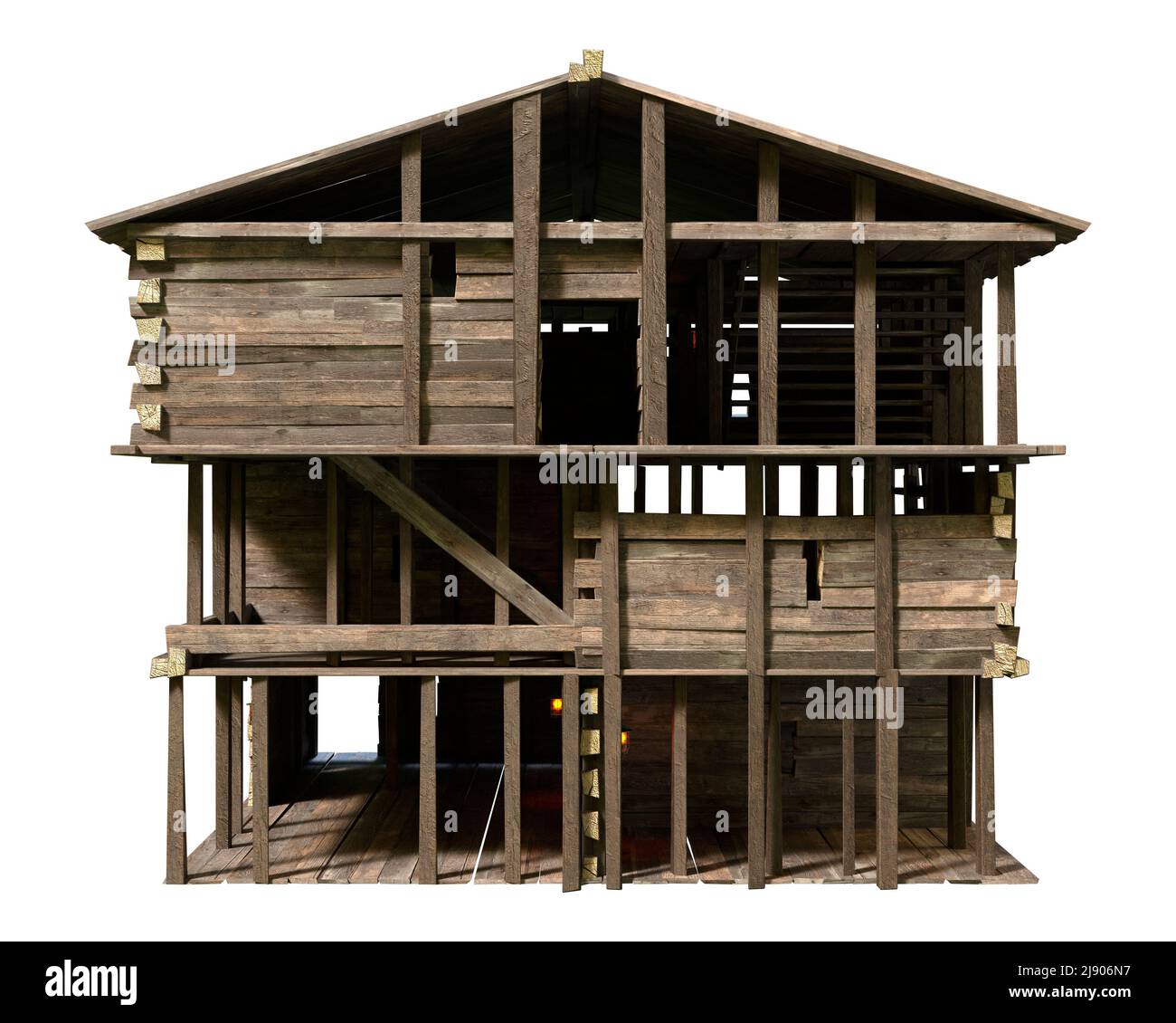 3D rendering of a medieval scout tower isolated on white background ...