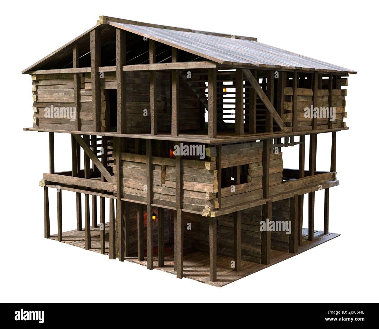 3D rendering of a medieval scout tower isolated on white background ...