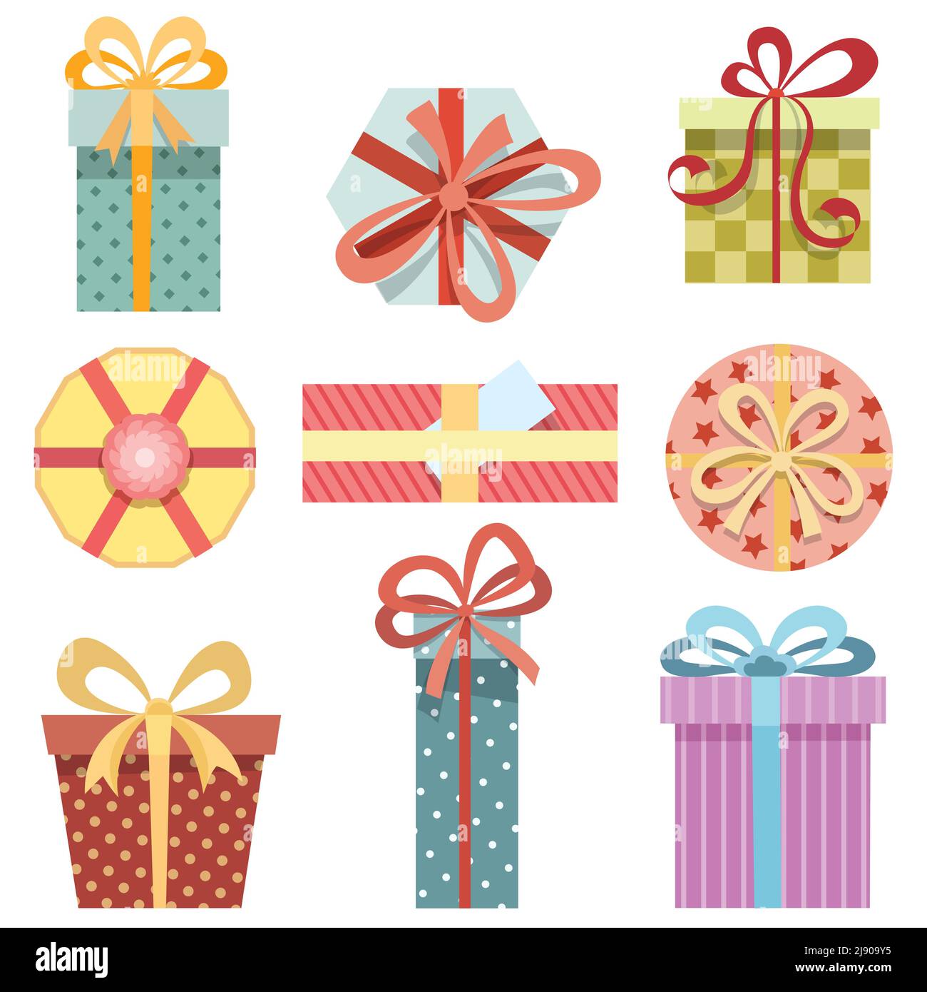 Vector present boxes. Set of gift boxes in different shapes and ...