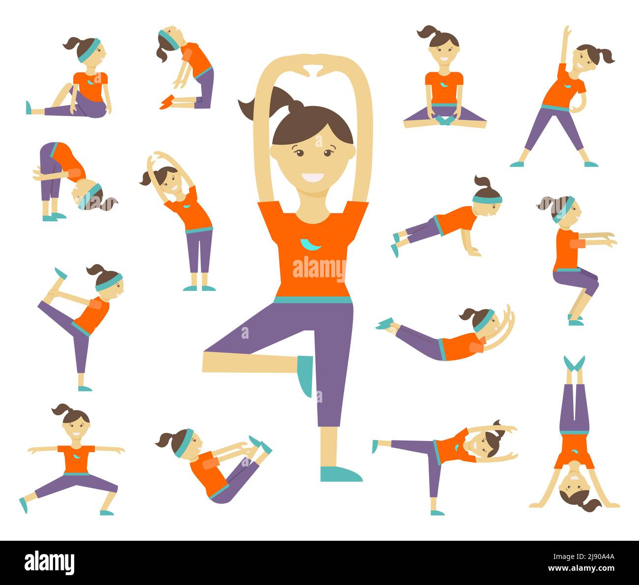 Female yoga poses. Girl and exercise, health lifestyle, balance ...