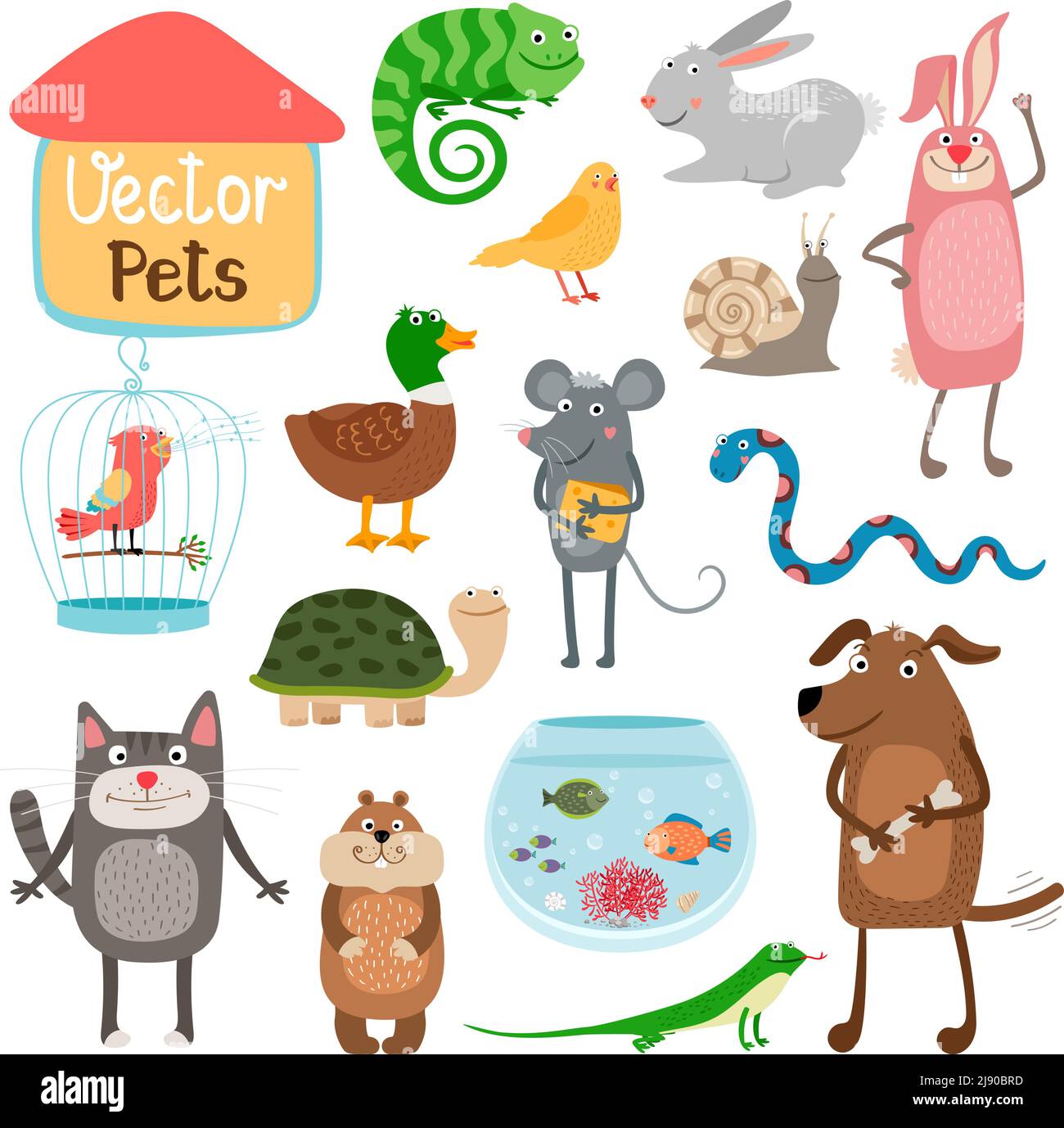 Vector pets illustration isolated on white background Stock Vector ...