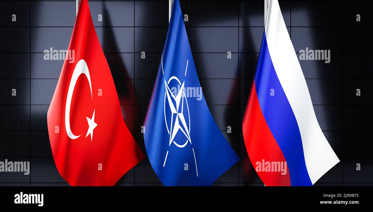Turkey, NATO and Russia flags - 3D illustration Stock Photo - Alamy