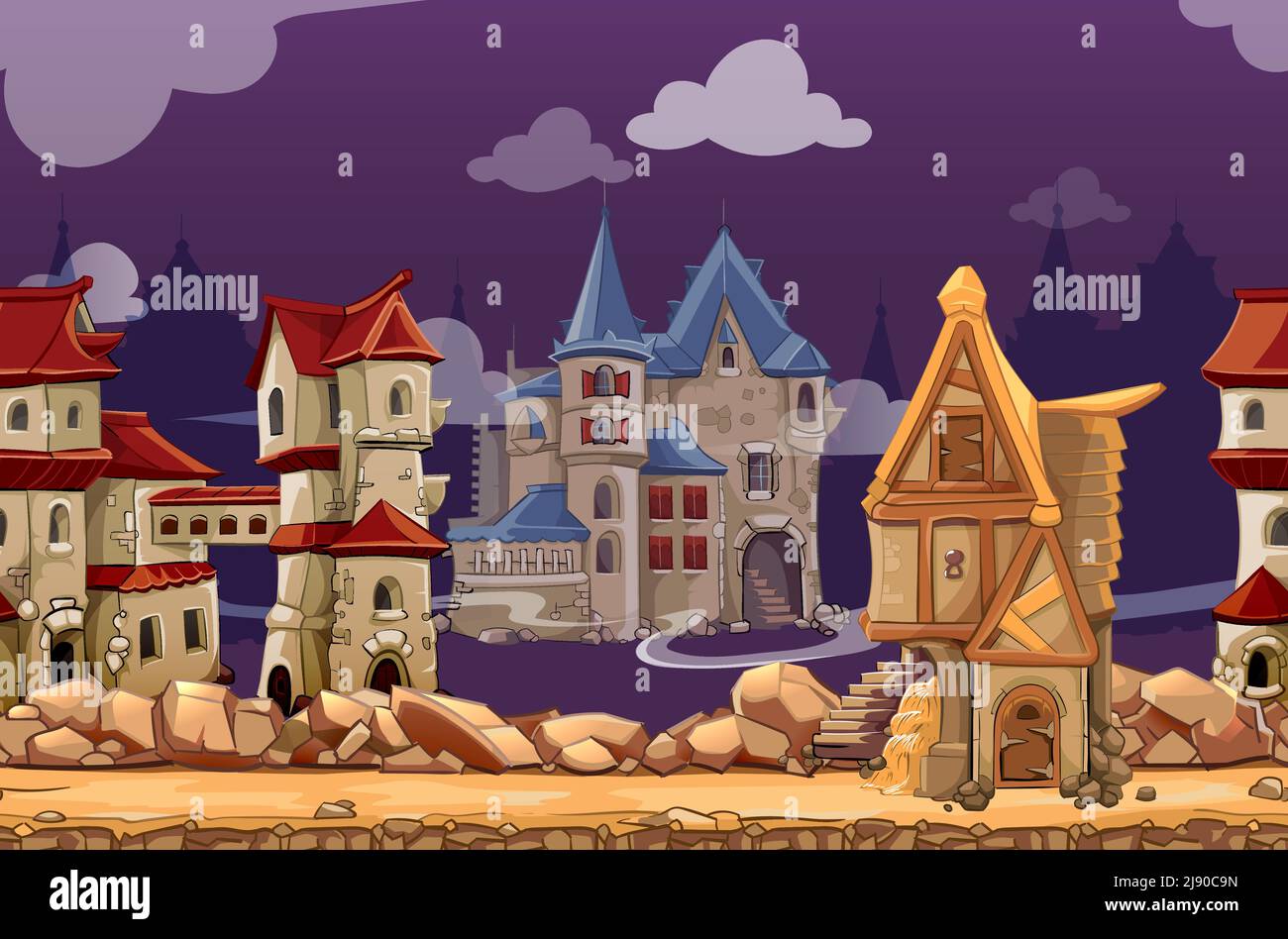 Medieval city seamless landscape background for computer game ...
