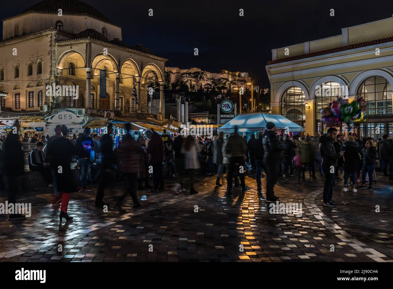 Athens Old Town, Attica, Greece - 12 28 2019 Locals and tourists ...