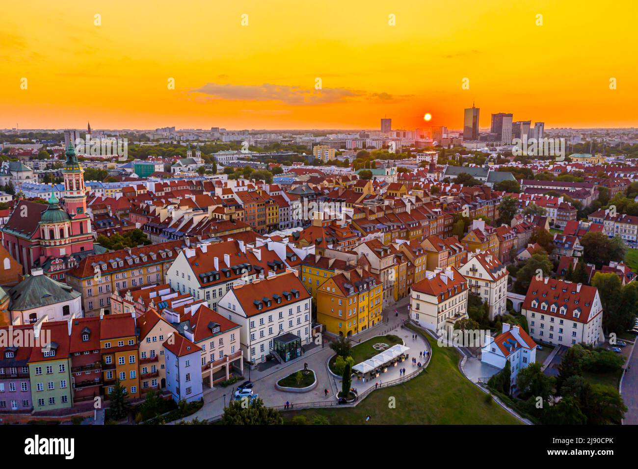 Beautiful panoramic view over the roofs of the Old Town to the Center ...