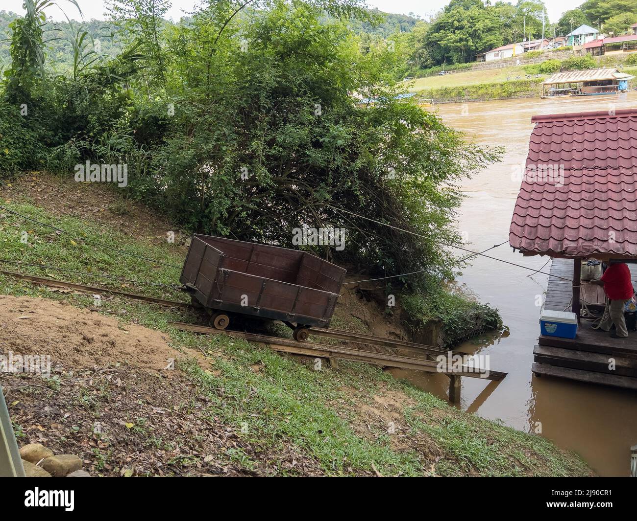 Trolley for transporting luggage at a jetty in Mutiara Resort, Malaysia ...