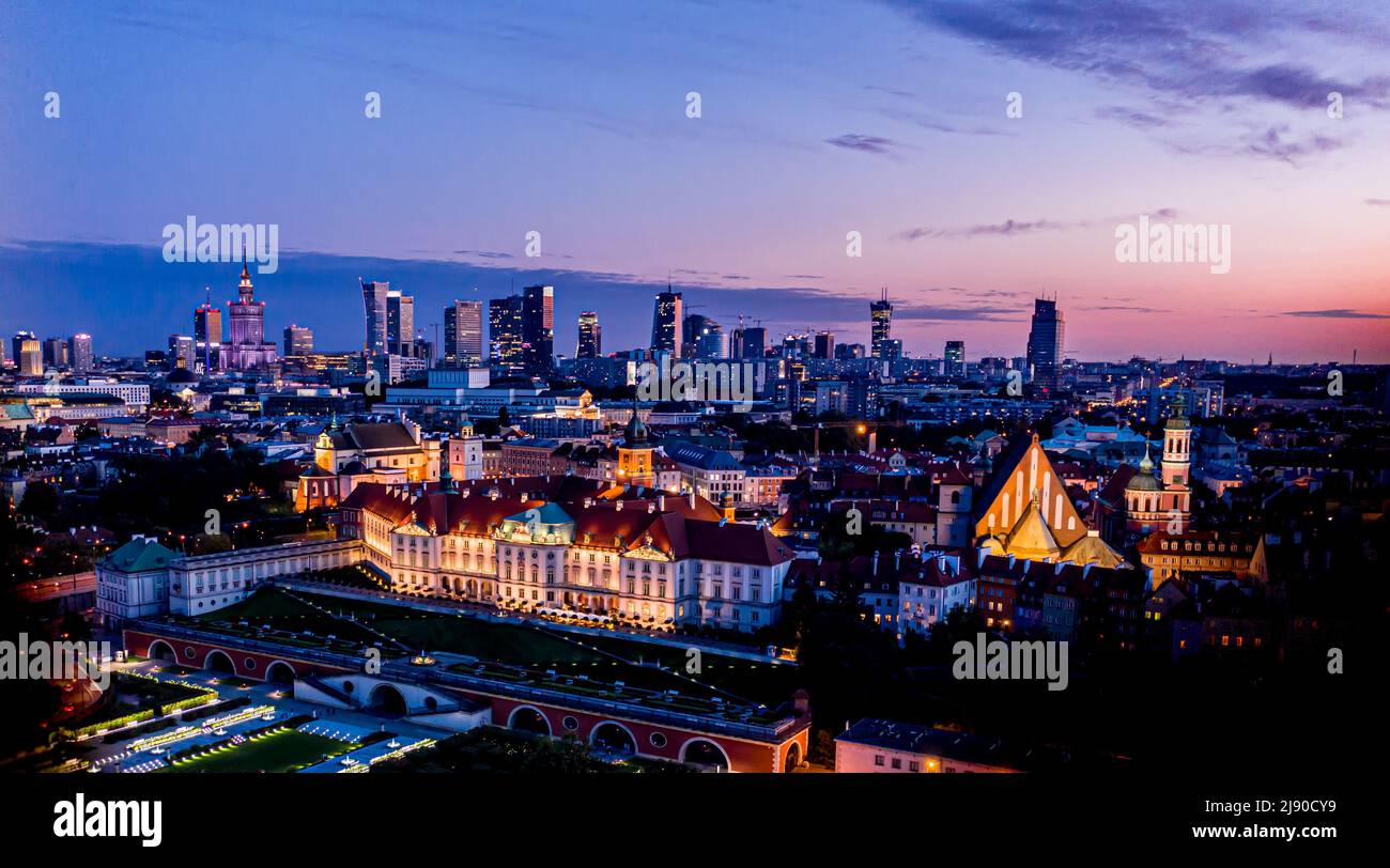 Aerial view of old buildings, castles and a church in the old city of ...