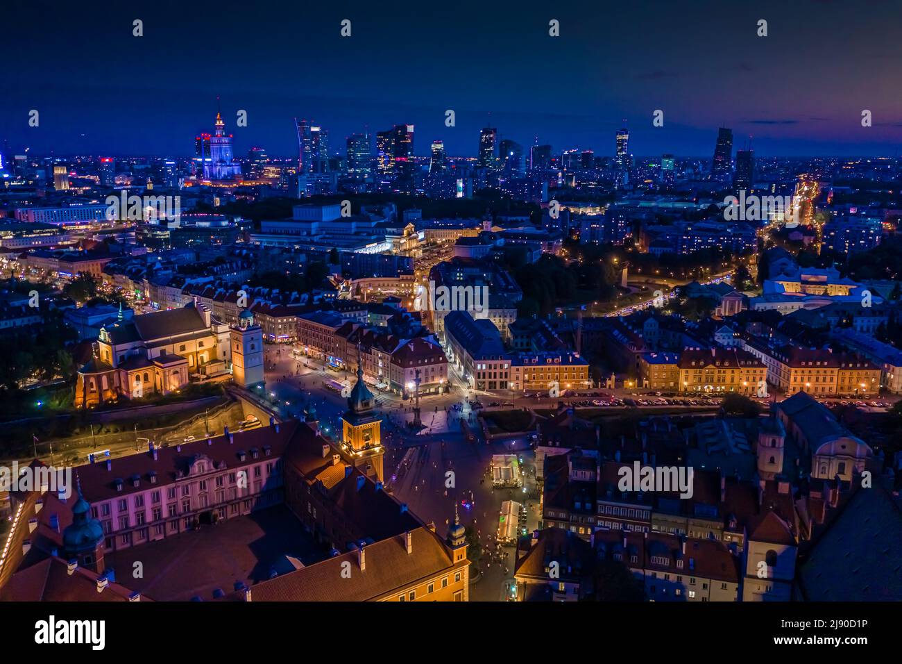 Cityscape of old buildings and architecture in the old town in Warsaw ...