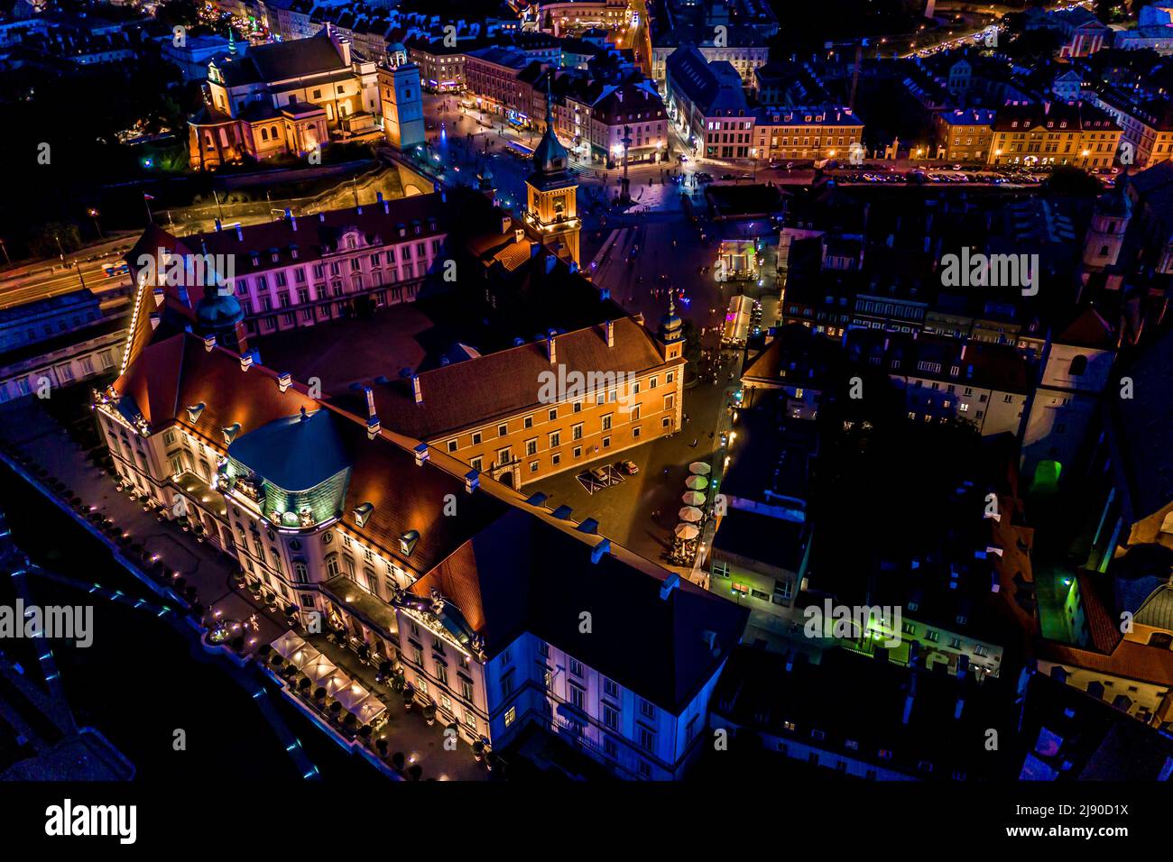 Cityscape of old buildings and architecture in the old town in Warsaw ...