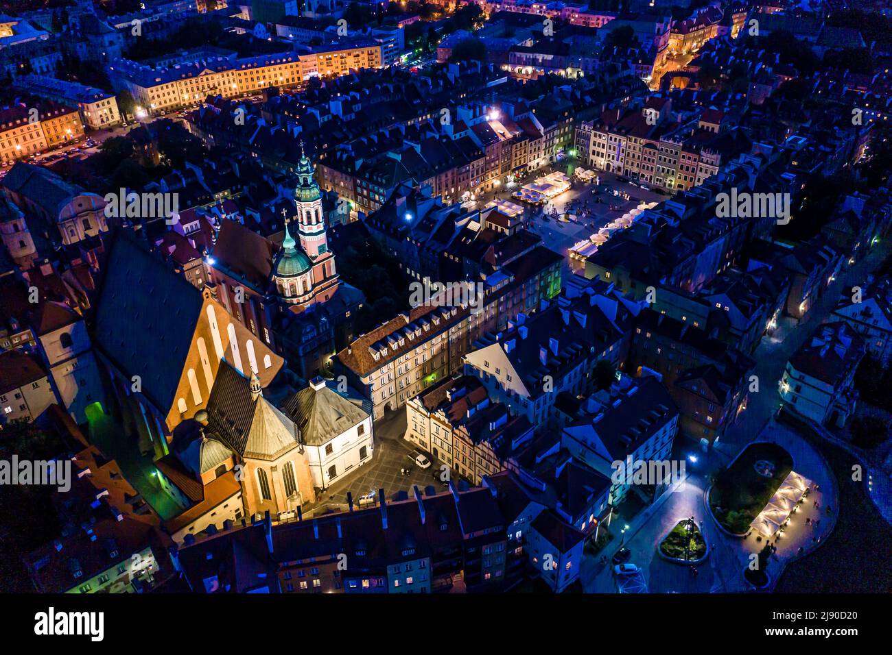 Cityscape of old buildings and architecture in the old town in Warsaw ...