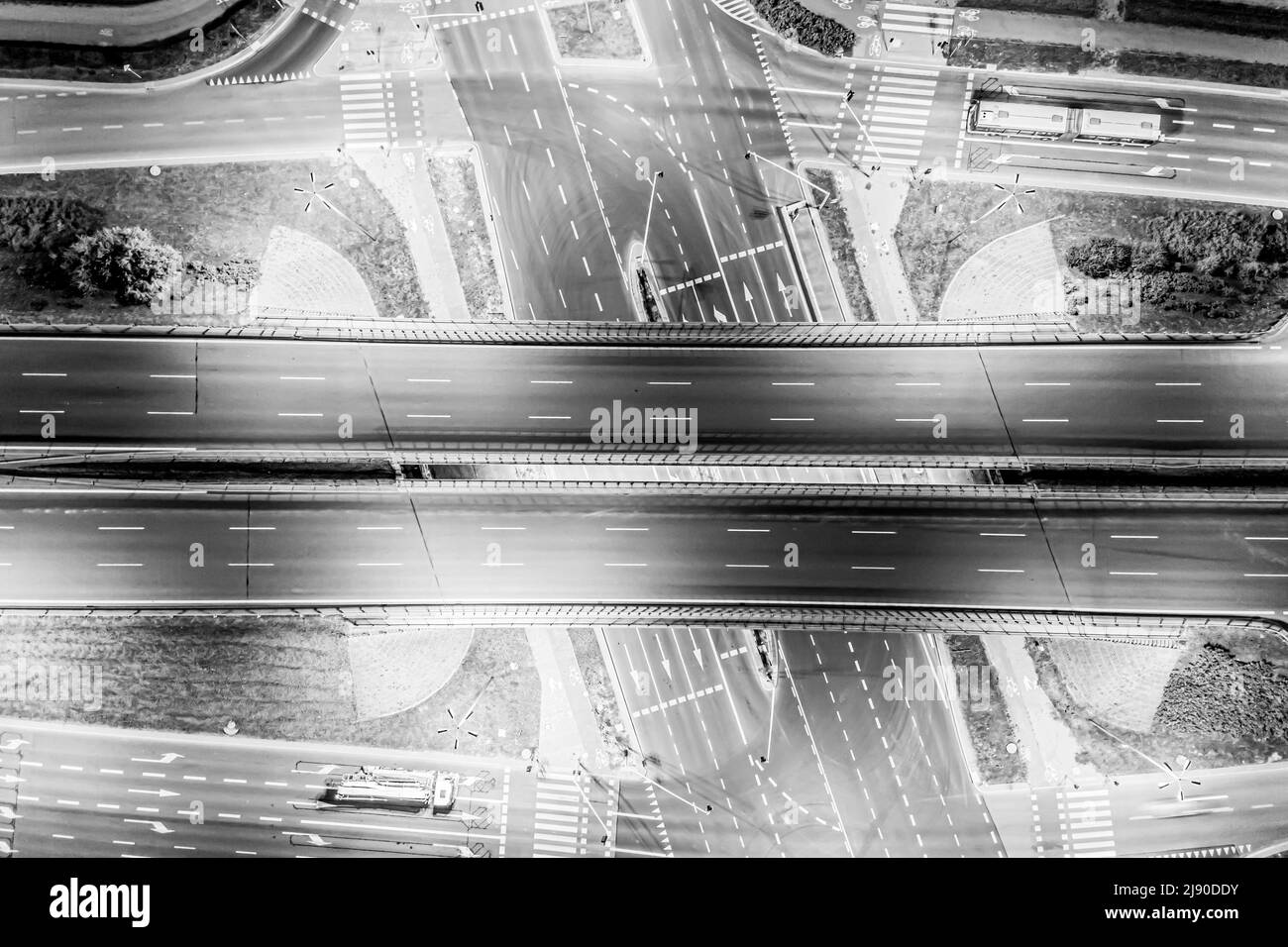 Aerial view of landscape perfect night road, top view at night traffic ...