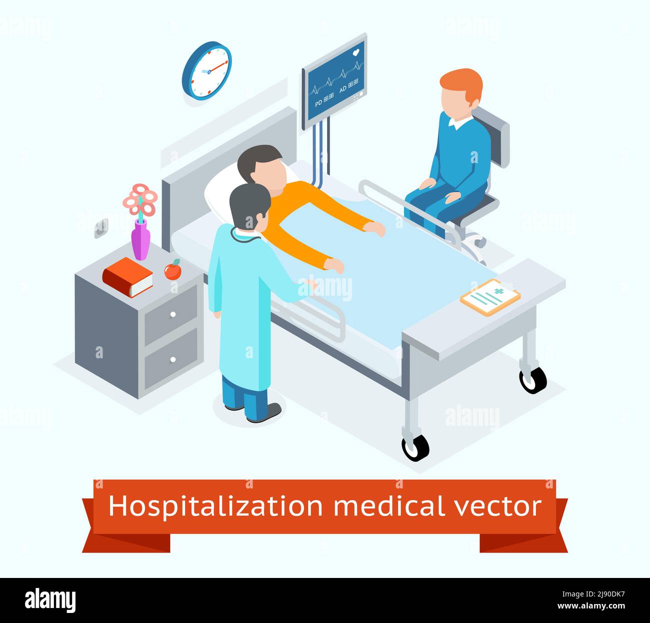 Patient hospital bed Stock Vector Images - Alamy
