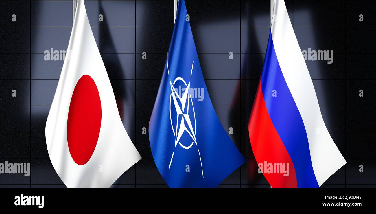 Japan, NATO and Russia flags - 3D illustration Stock Photo - Alamy