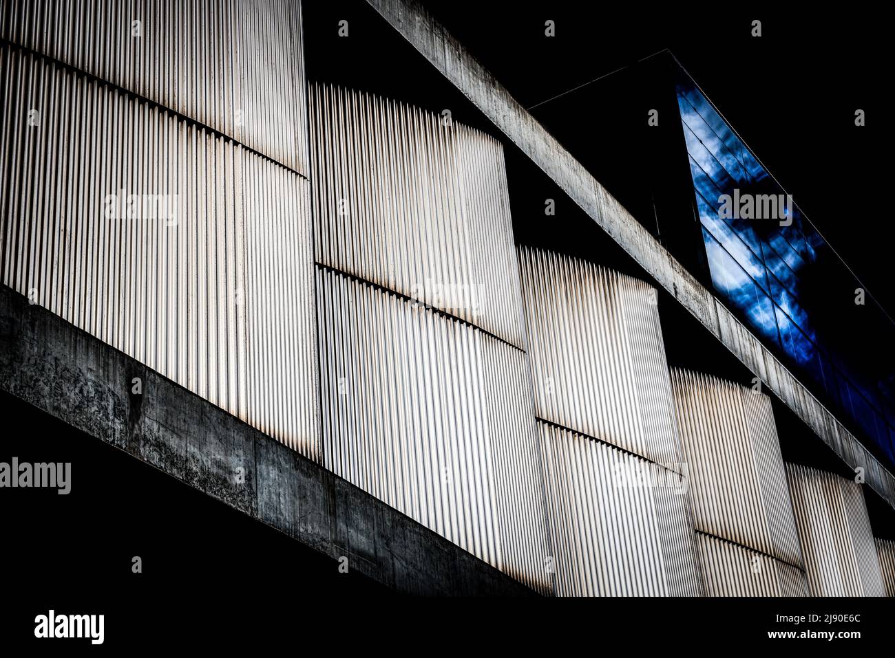 Abstract lines and shapes, detail of a contemporary concrete building ...