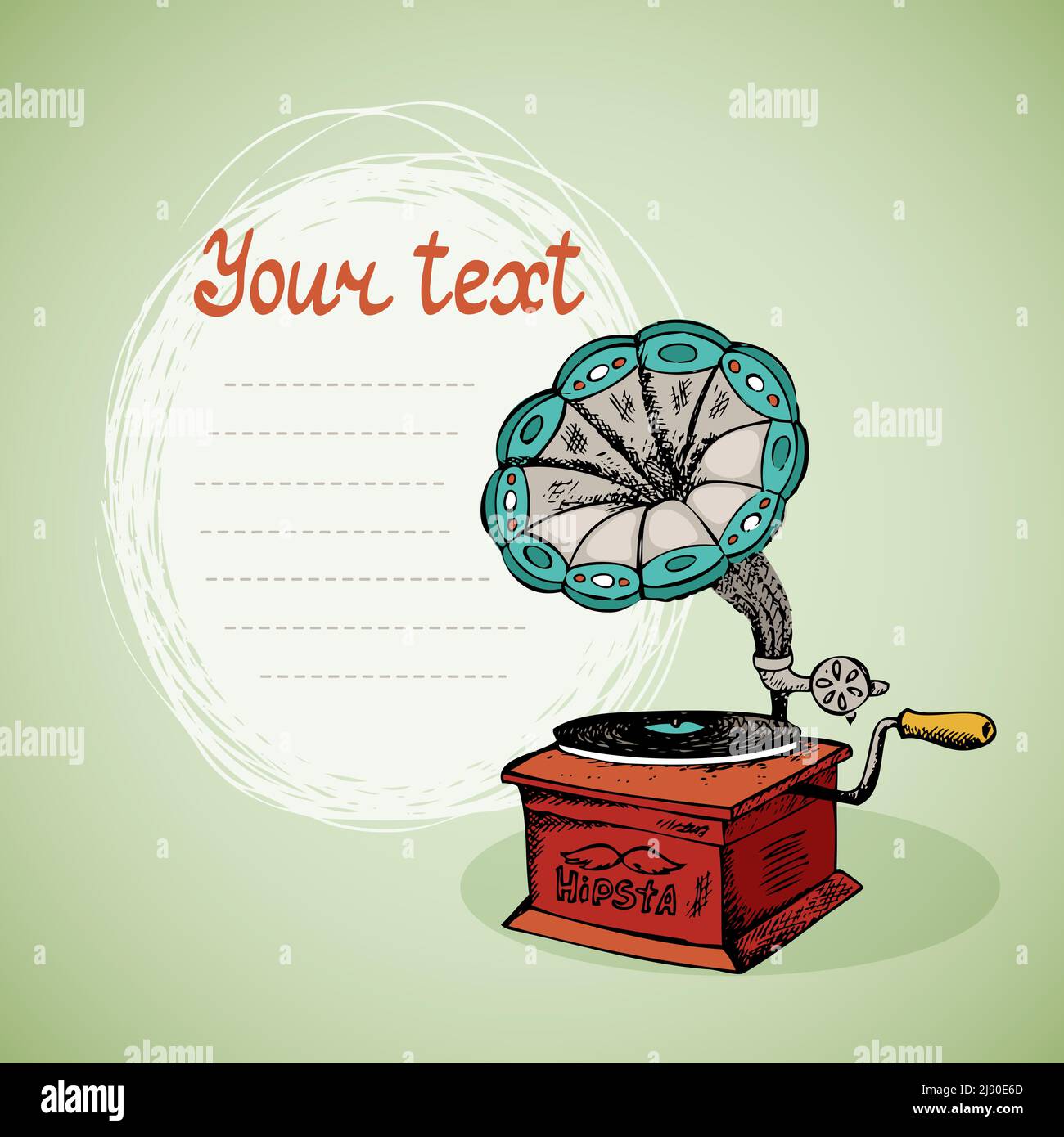 retro music invitation with gramophone in hipster style Stock Vector ...