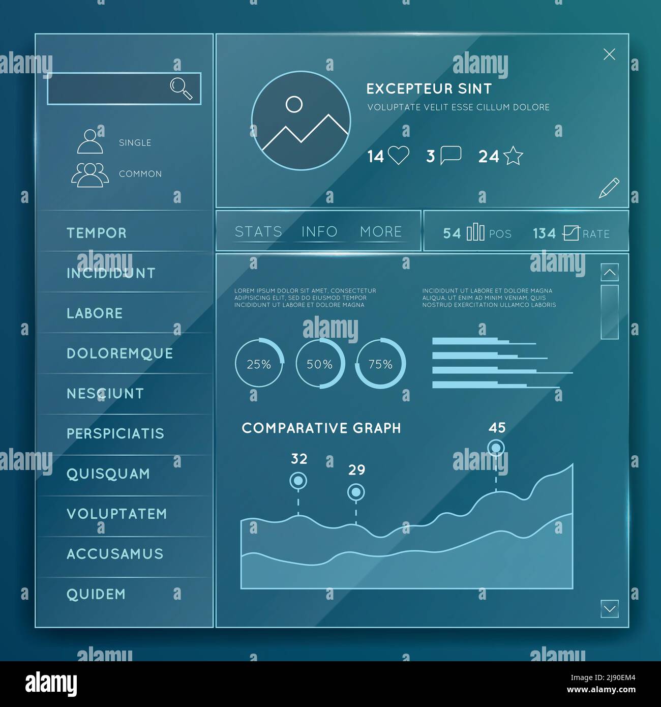 Glass website elements templates vector set. Element design button ...