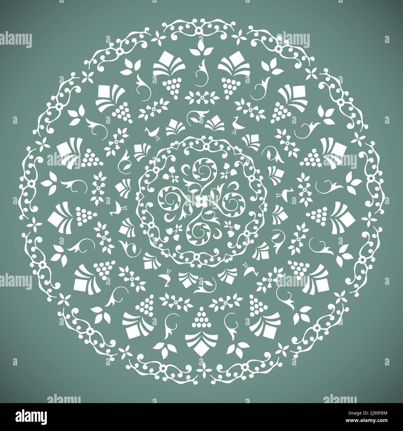 Ornamental Round Lace Pattern with floral ethnic details. Vector ...