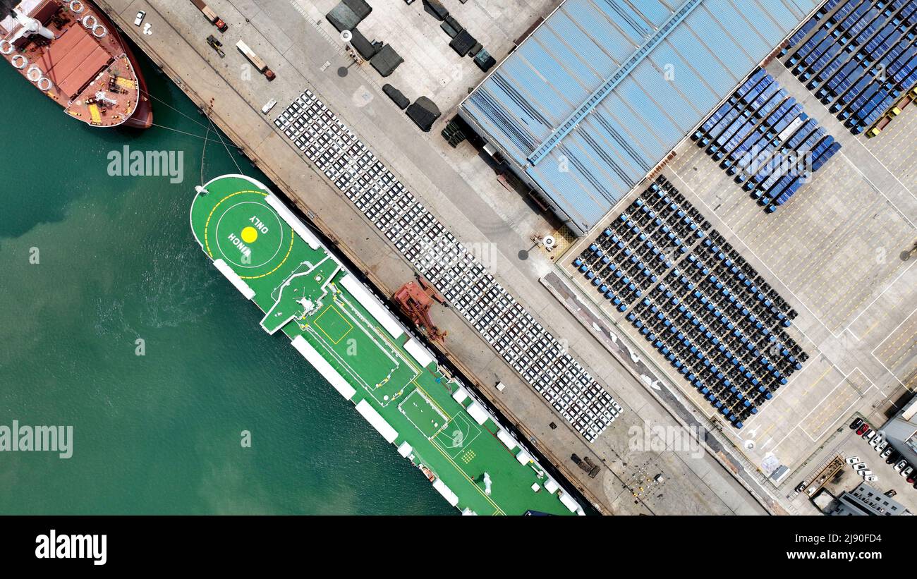 LIANYUNGANG, CHINA - MAY 19, 2022 - Ocean-going roll-on/roll-off ships ...