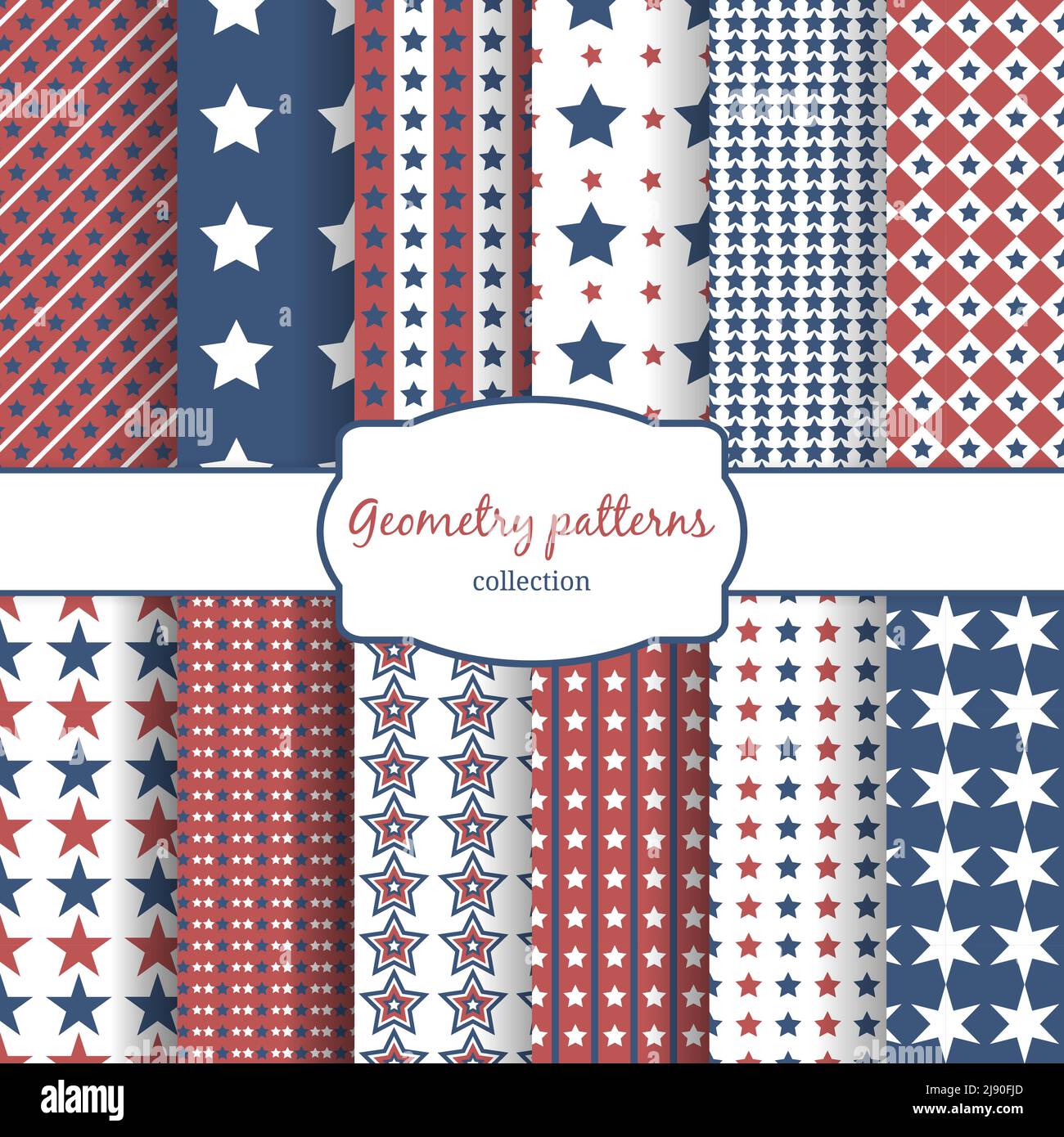 Set of stars and stripes pattern seamless patterns. Row, line and ...