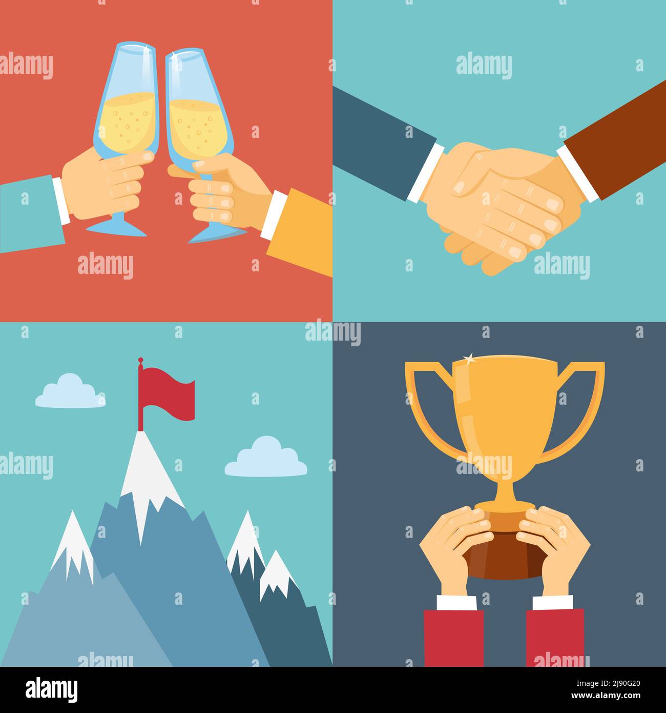 business success, leadership and win vector illustration in flat style ...