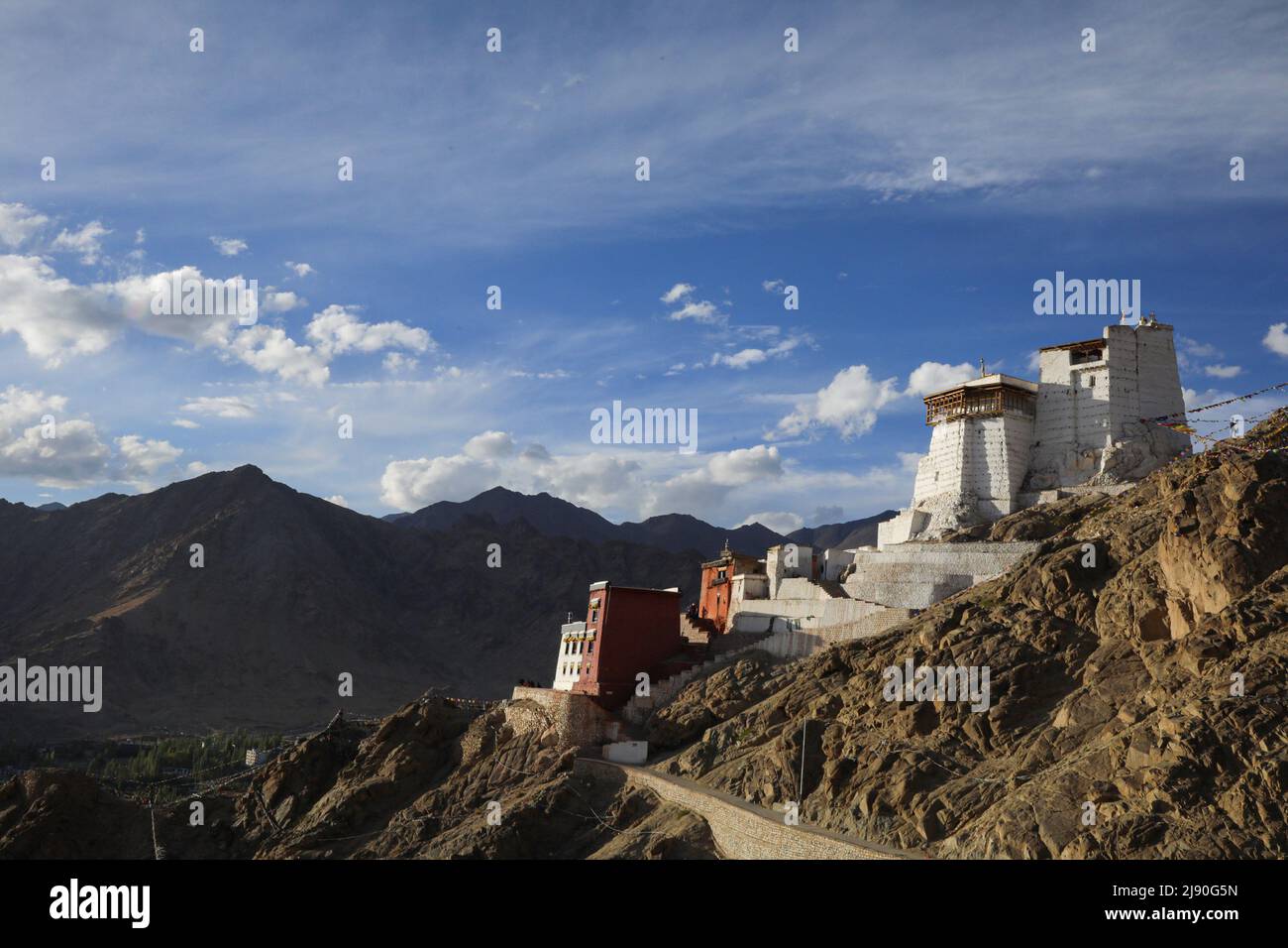 A view of Tsemo fort in Leh district, Ladakh. Leh, a cold desert is ...