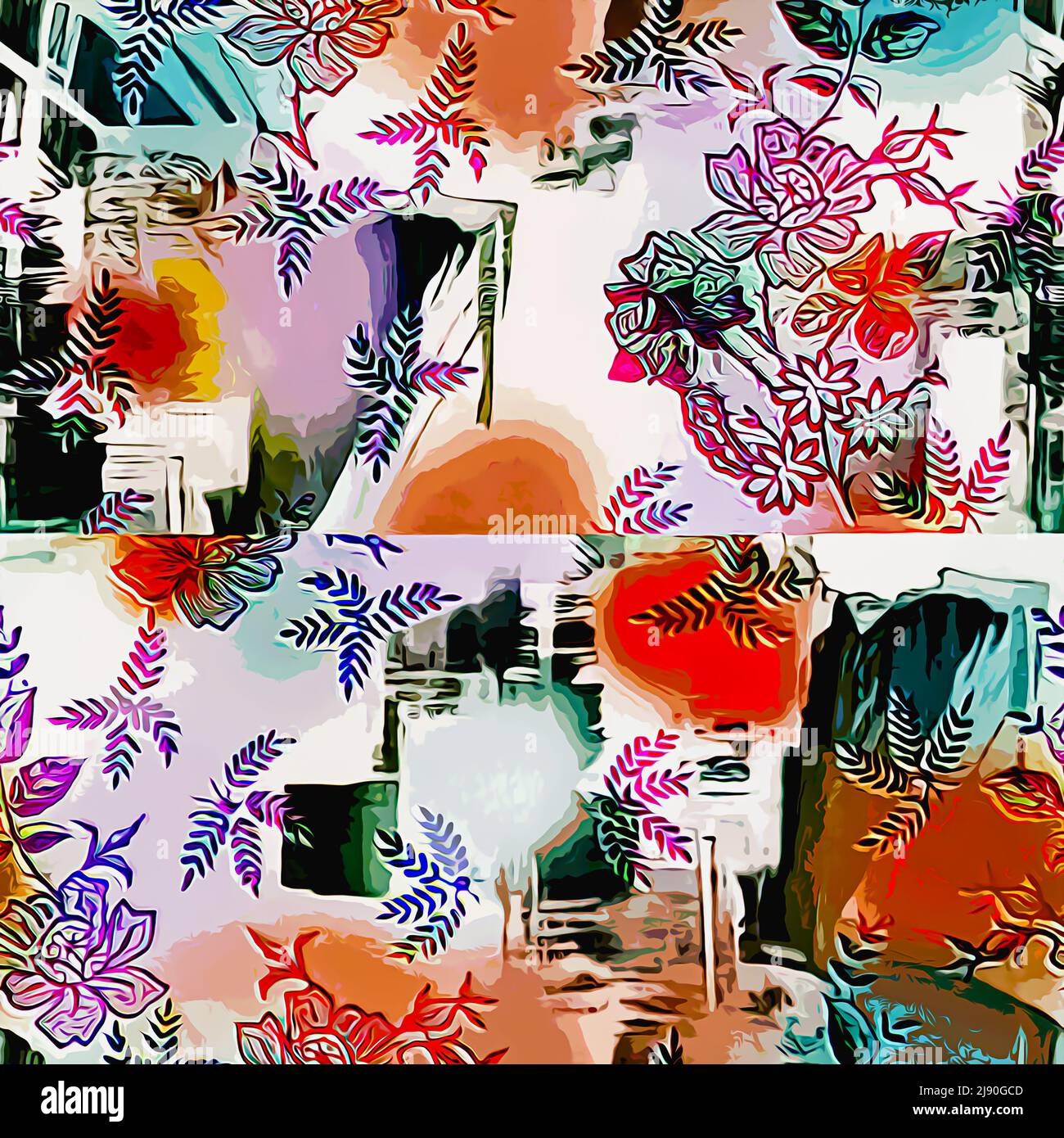 Textile and wallpaper patterns. A printable digital illustration work ...