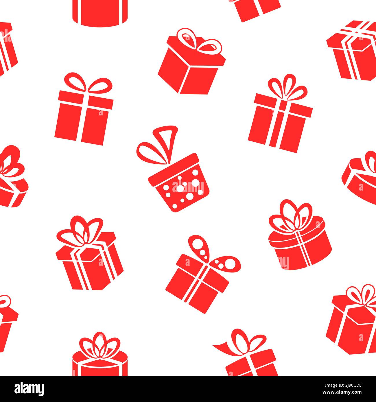 Seamless vector Gift pattern, red gift boxes on white background Stock ...