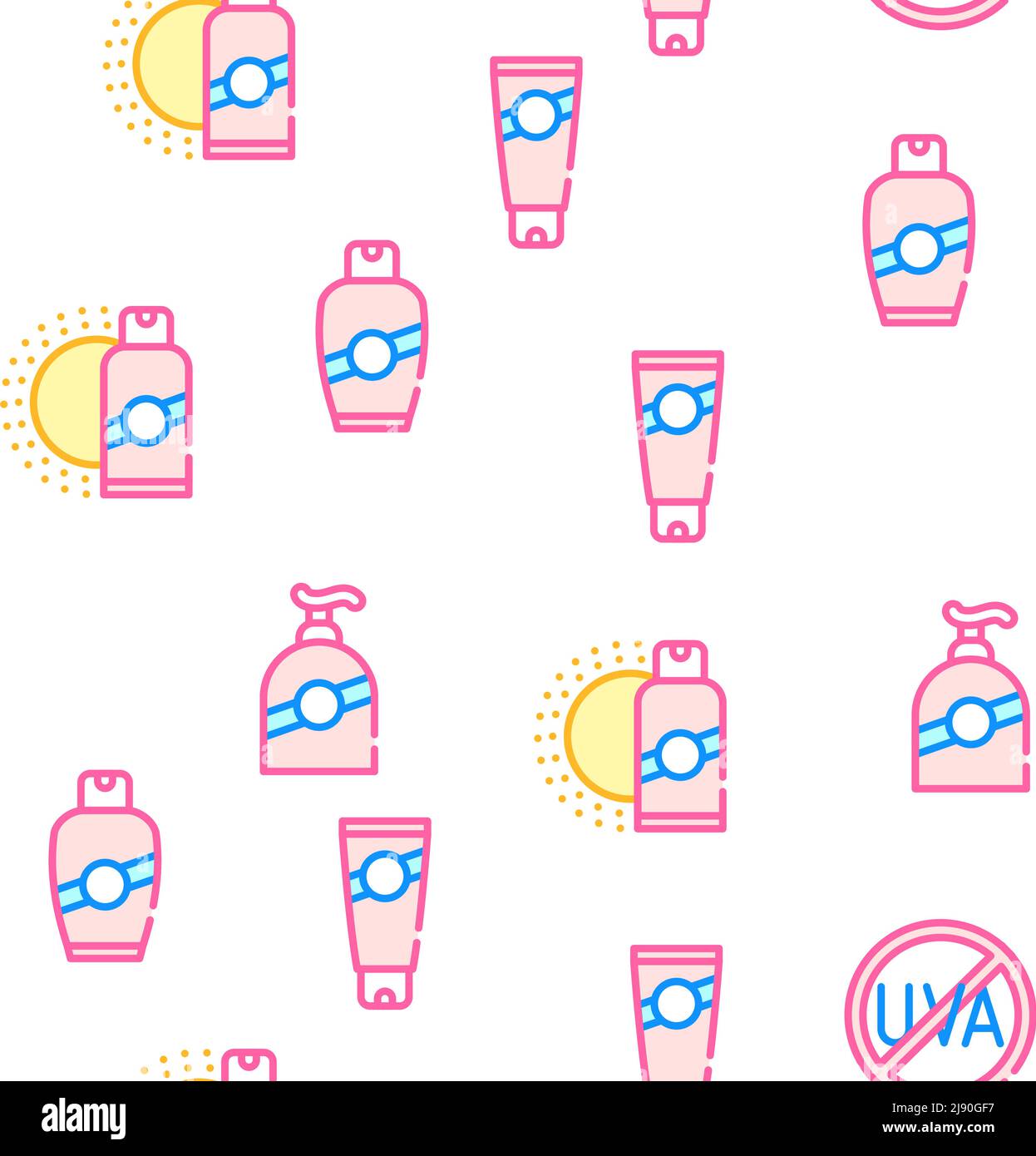 Sunscreen Protection Collection Icons Set isolated illustration Stock ...