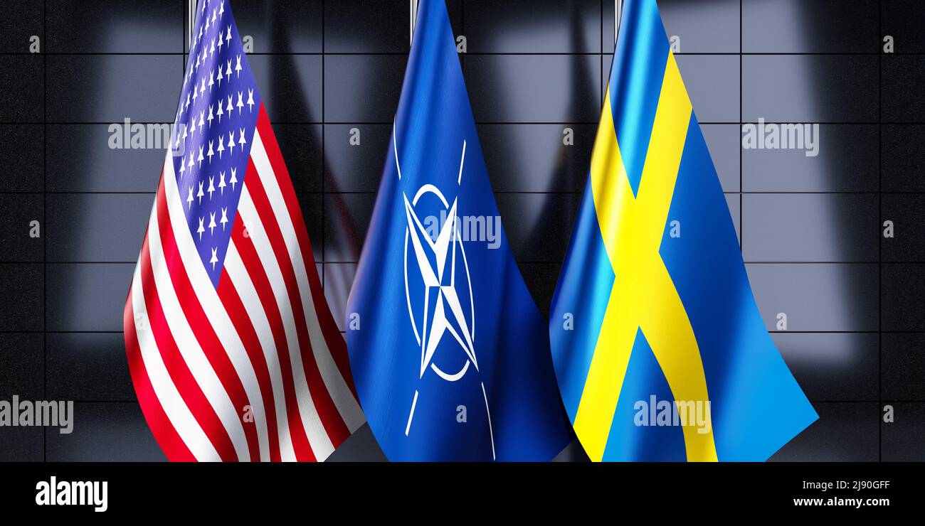 Sweden, NATO and USA flags - 3D illustration Stock Photo - Alamy
