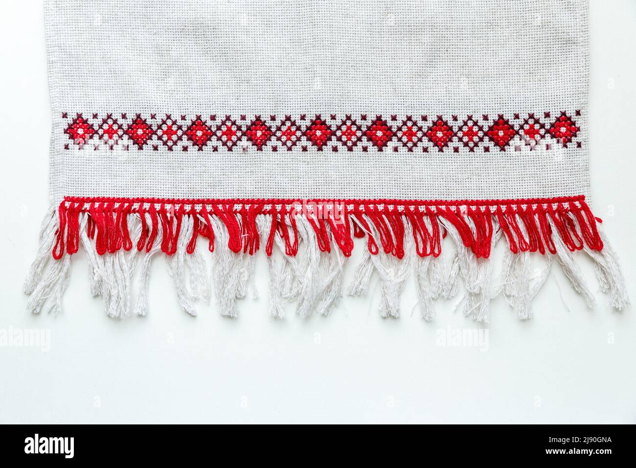 Traditional ukrainian embroidery on ukrainian rushnyk, made of linen ...