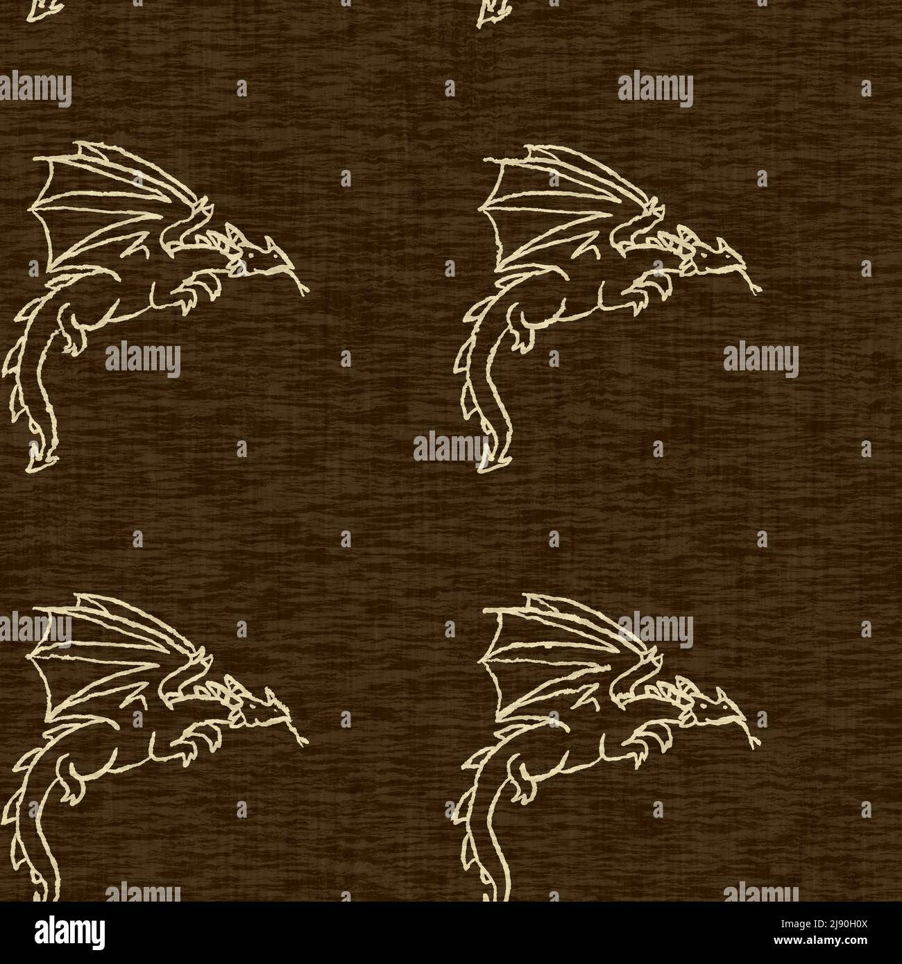 Dragon linen effect texture seamless pattern. Woven mythical beast for ...