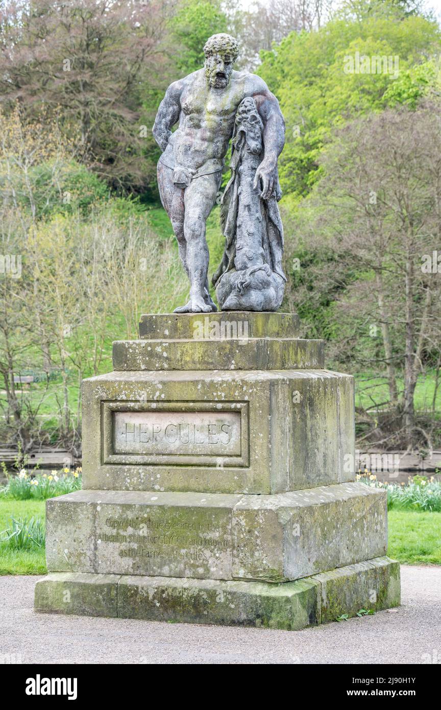 The image is of statue of the Greek Hero Hercules on the river side ...