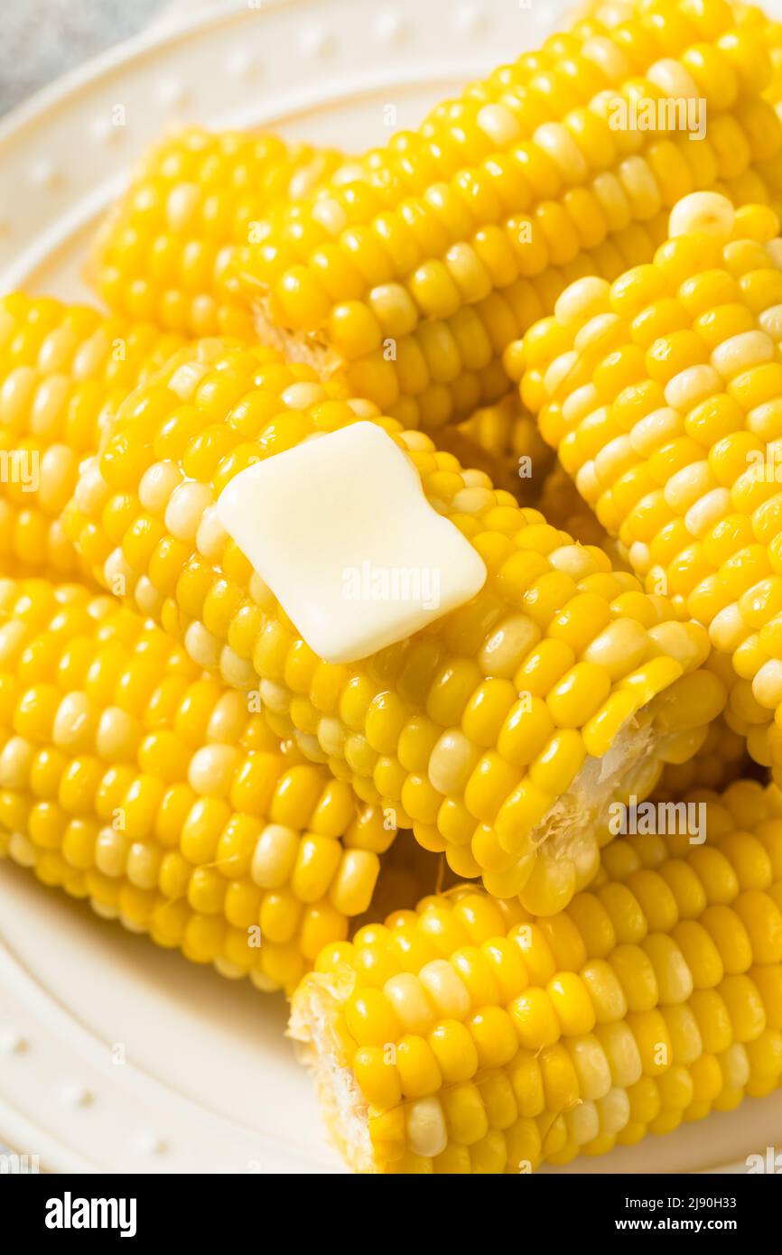Homemade Steamed Sweet Corn on the Cob with Butter Stock Photo - Alamy