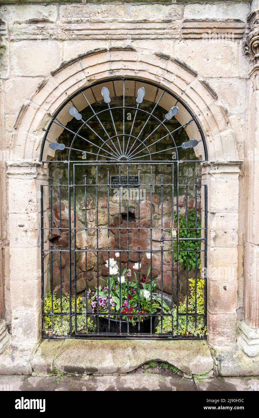 The image is the Gateway memorial to to Shrewsbury's shoe makers of ...