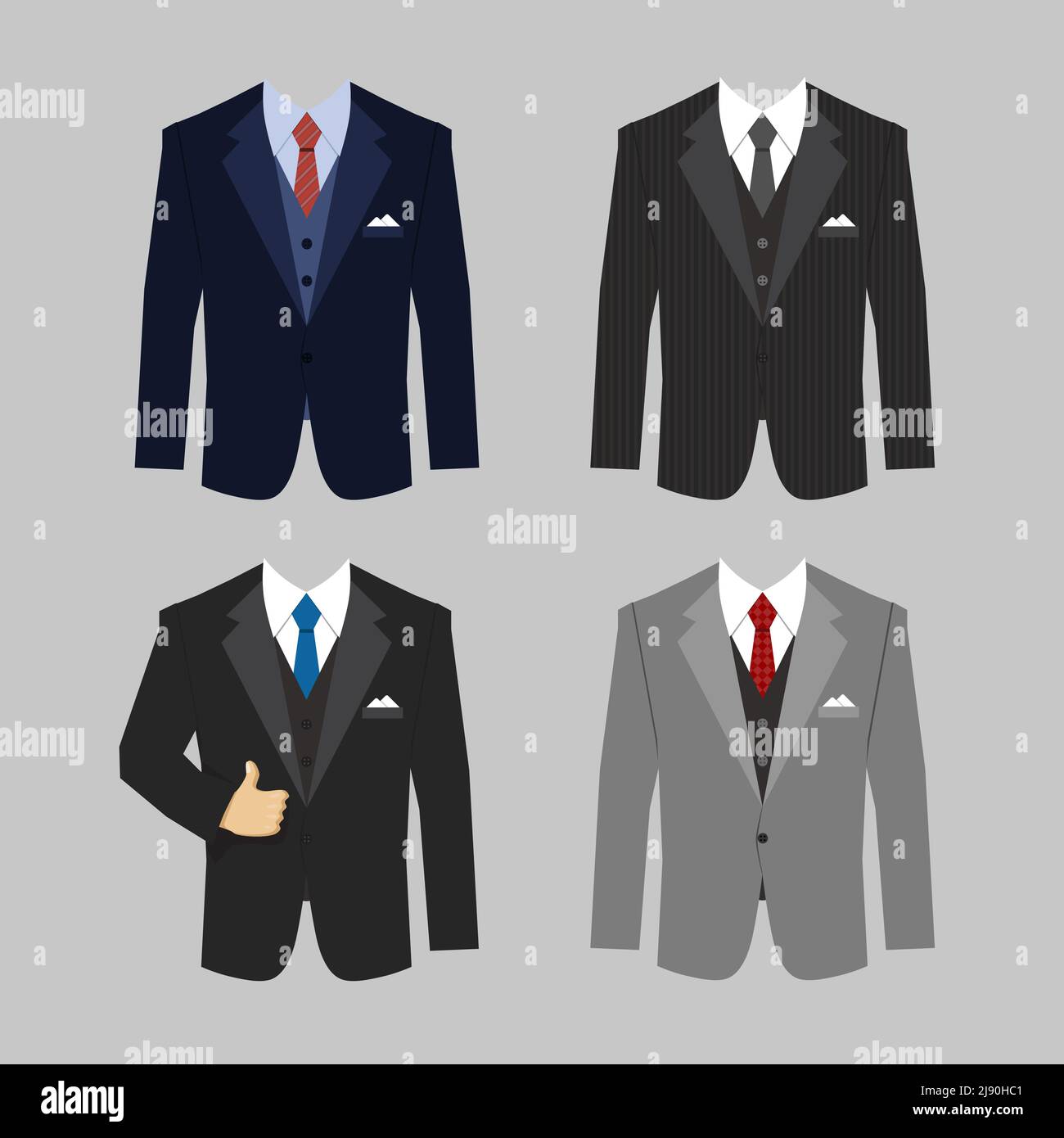 set of different colors business clothing suits vector eps10 ...