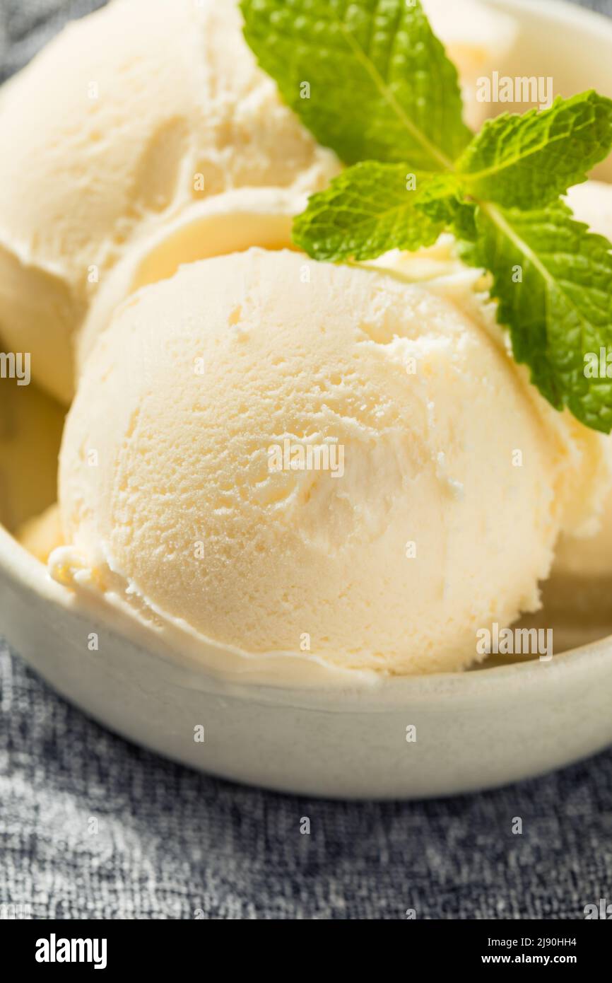 Homemade Frozen Vanilla Ice Cream Ready to Eat Stock Photo - Alamy