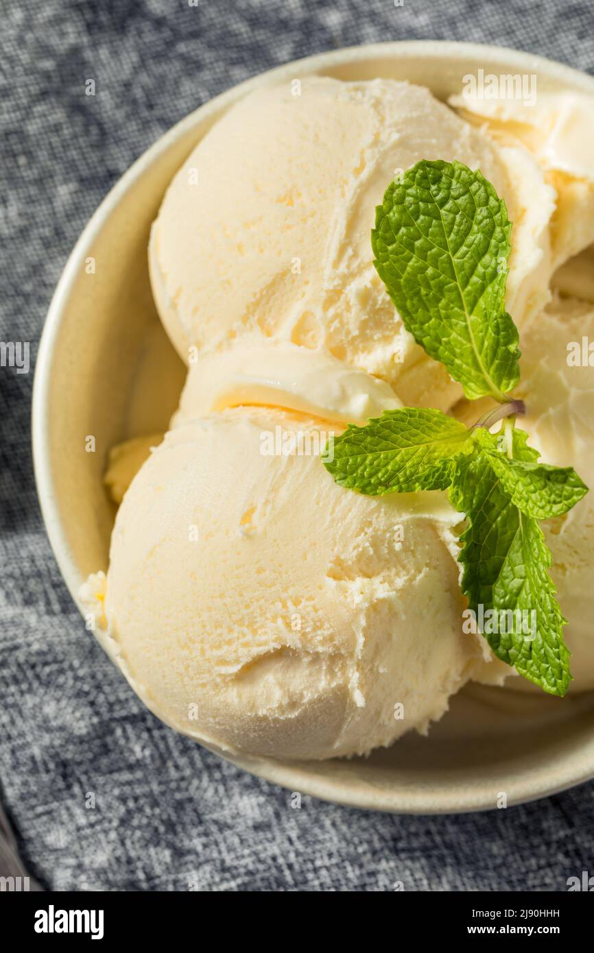 Homemade Frozen Vanilla Ice Cream Ready to Eat Stock Photo - Alamy
