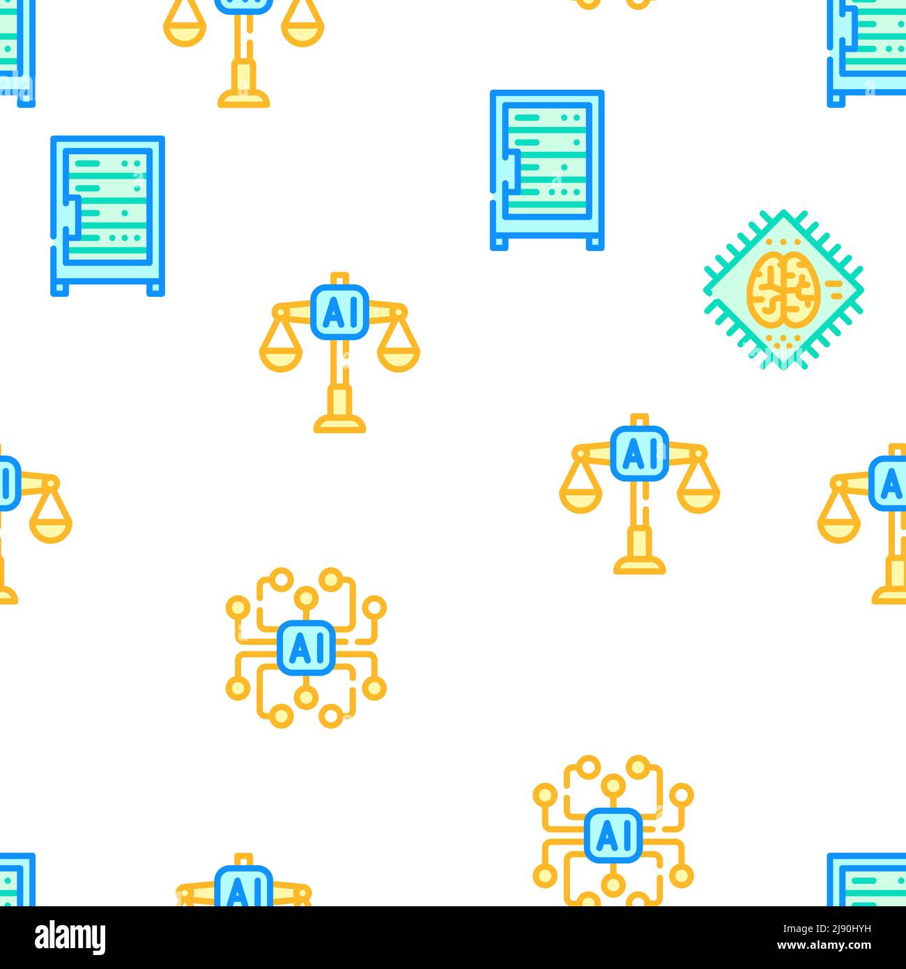 Artificial Intelligence System Icons Set isolated illustration Stock ...