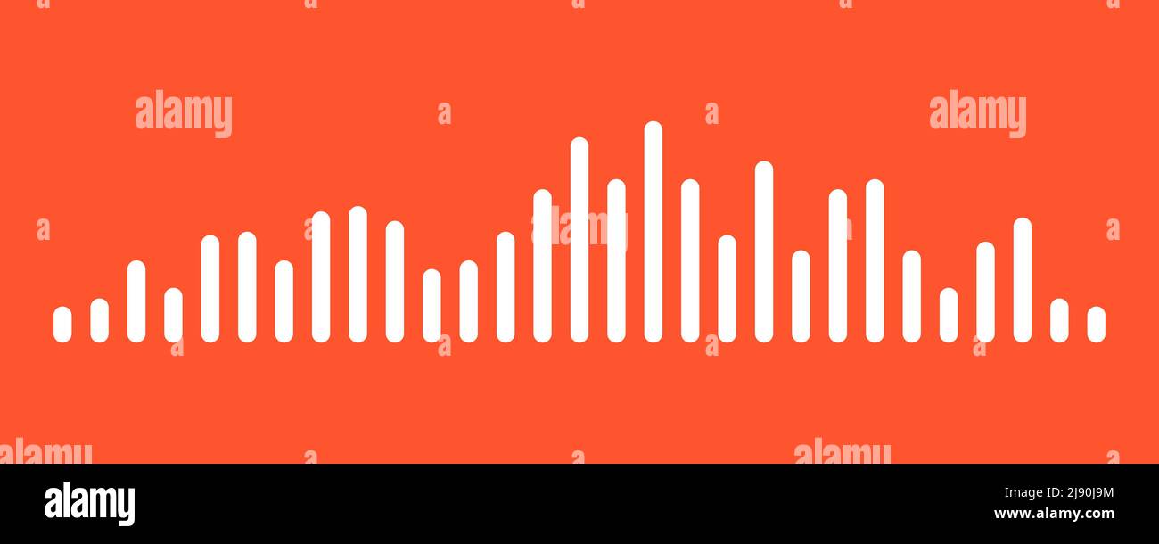 Waves of the equalizer sound isolated on red background. White wave or ...