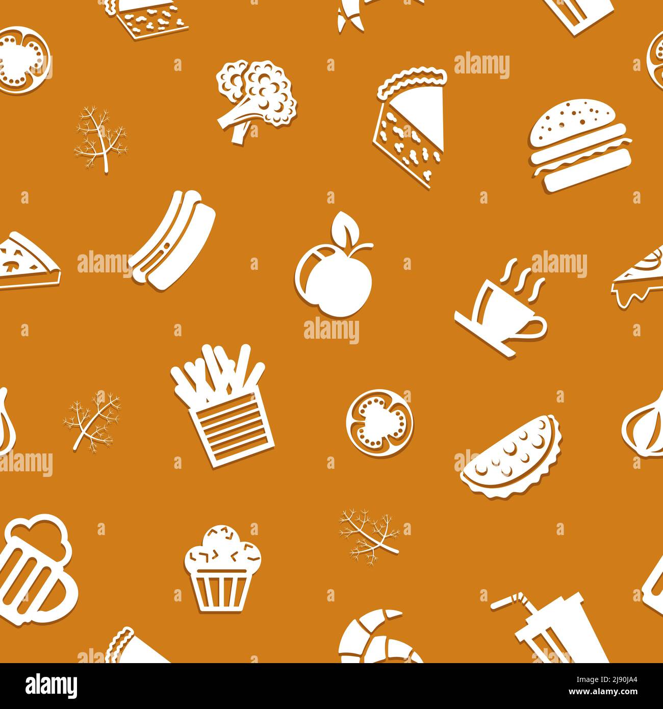 Seamless Fast food background, food icons on appetizing background ...