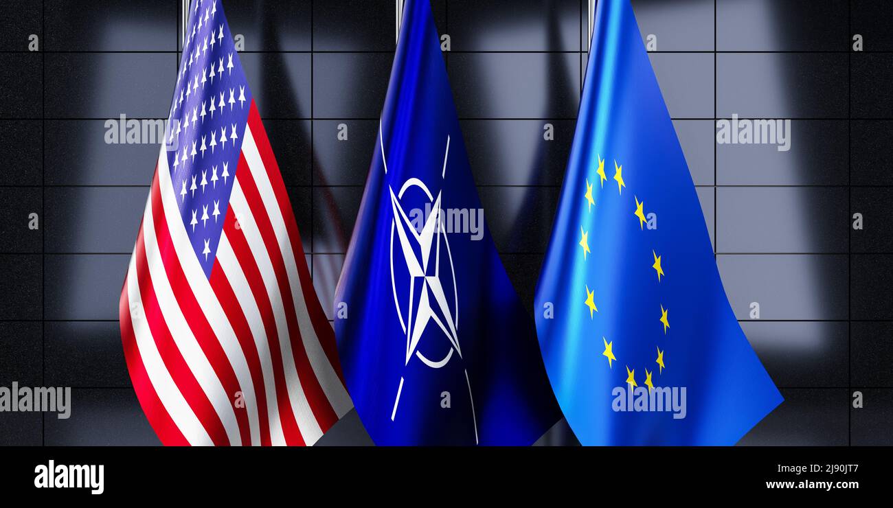 European Union, NATO and USA flags - 3D illustration Stock Photo - Alamy