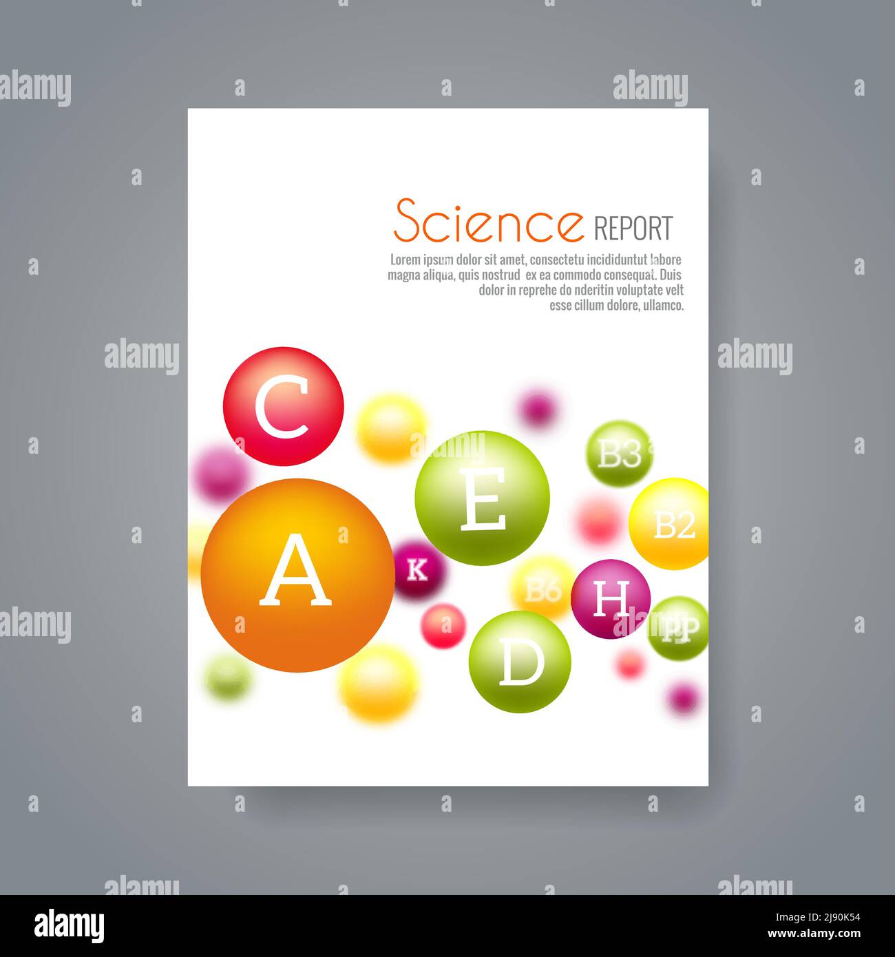 Science or medical brochure cover template with vitamins. Report ...
