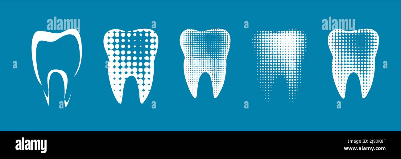 Teeth logo set. White Tooth icon - dental logo template vector ...