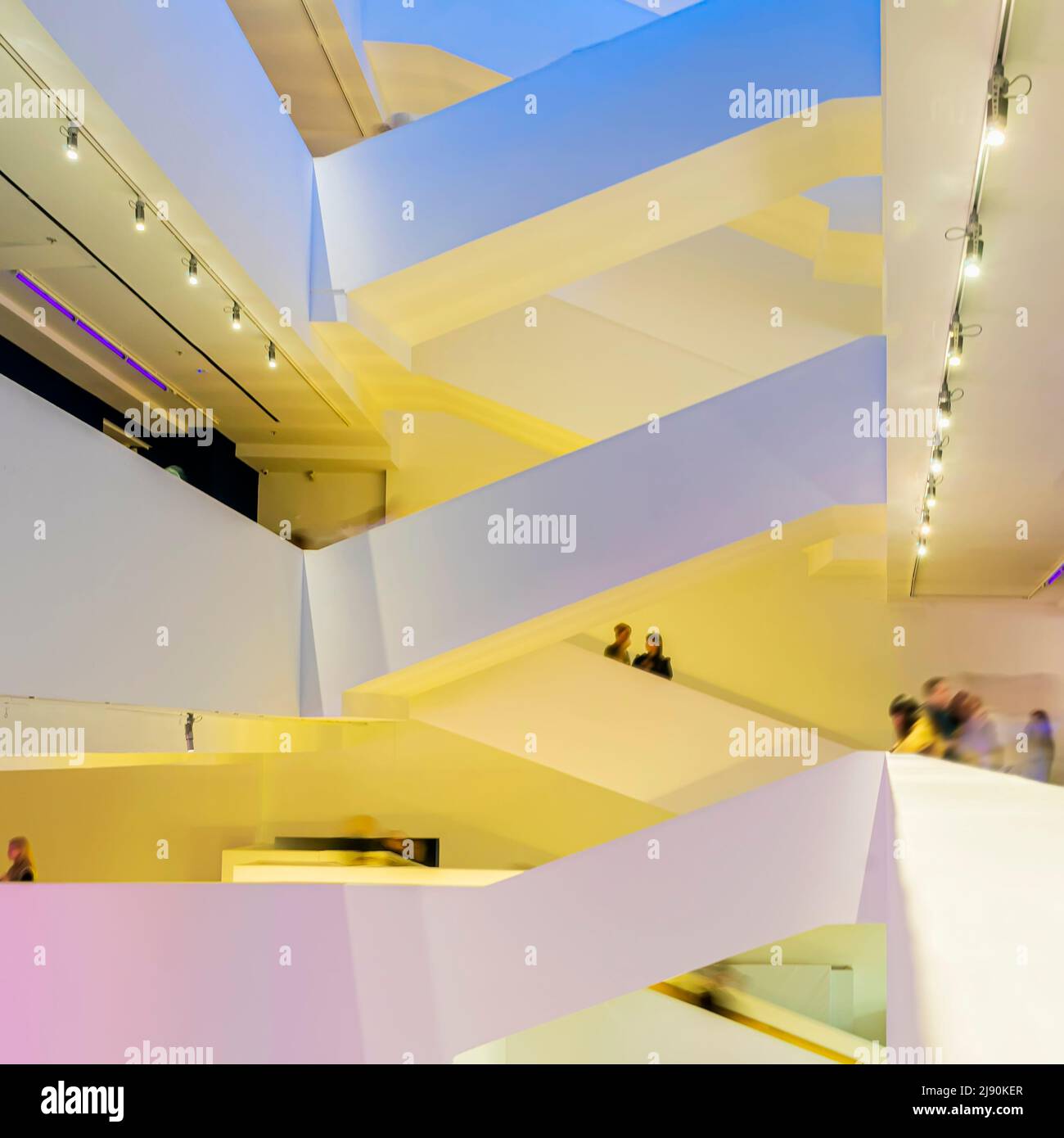 Abstract architectural background, colorful interior design with blurry ...