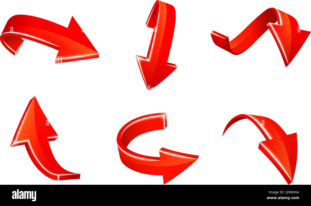 Set of red arrow stickers. Vector illustration isolated on white ...